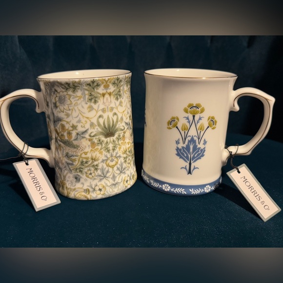Morris & Co. | Dining | Morris Co Pair Of Fine China Mugs Yellow Blue ...